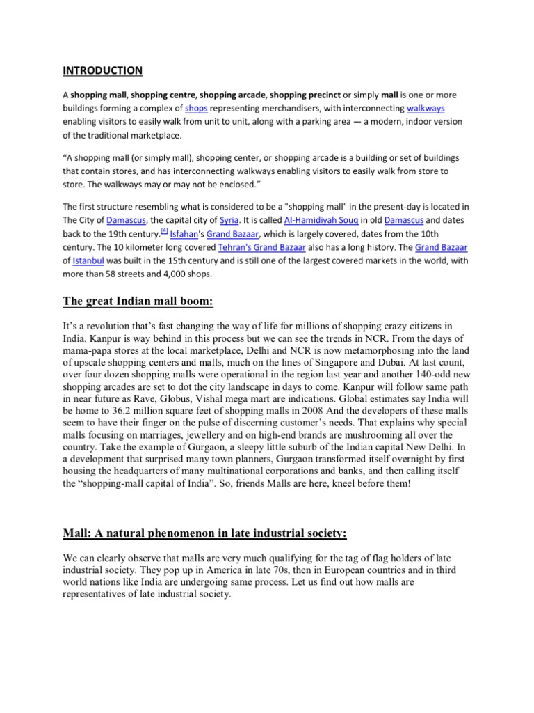 Introduction | PDF | Shopping Mall | Market (Place)