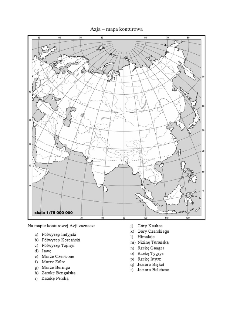 Azja Mapa Konturowa | PDF