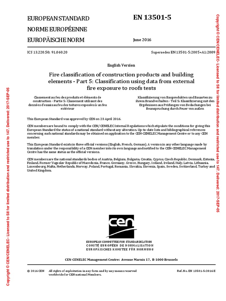 en 13501-5-2016 Cen | PDF | Regulation