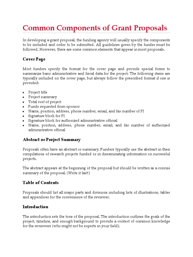 Key Elements of Grant Proposals | PDF | Budget | Cognition