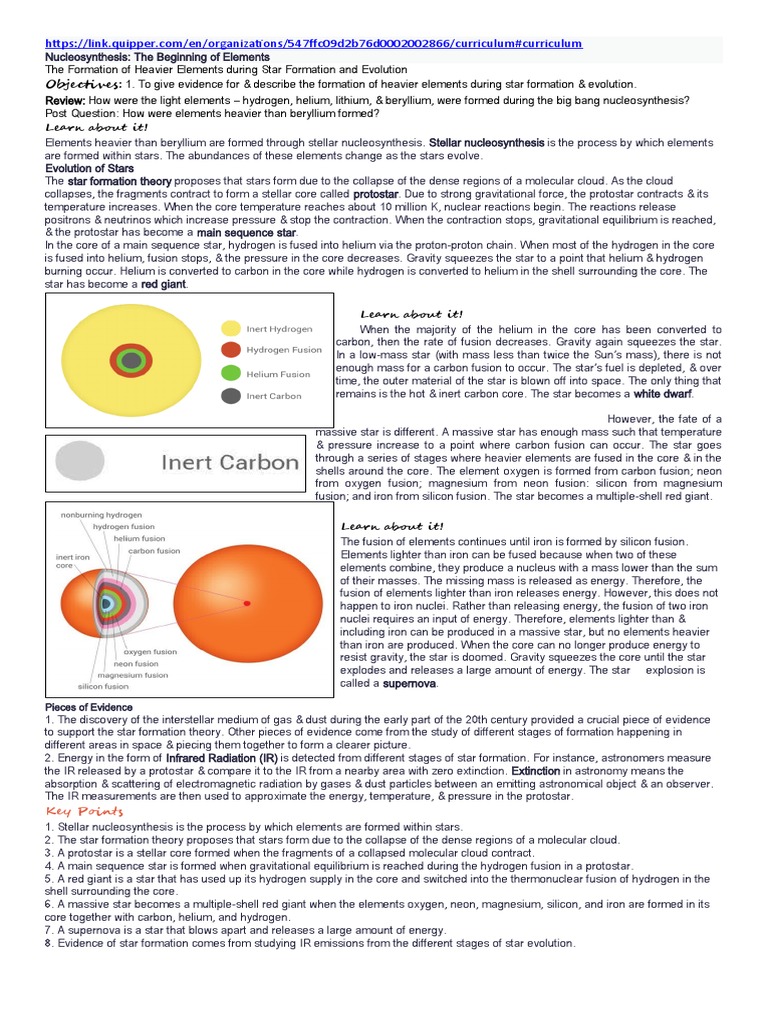 Nucleosynthesis. Formation of Heavier Elements | PDF | Stars | Star ...