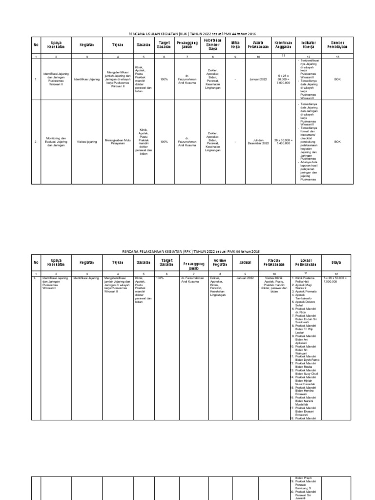 Contoh Format RUK RPK | PDF