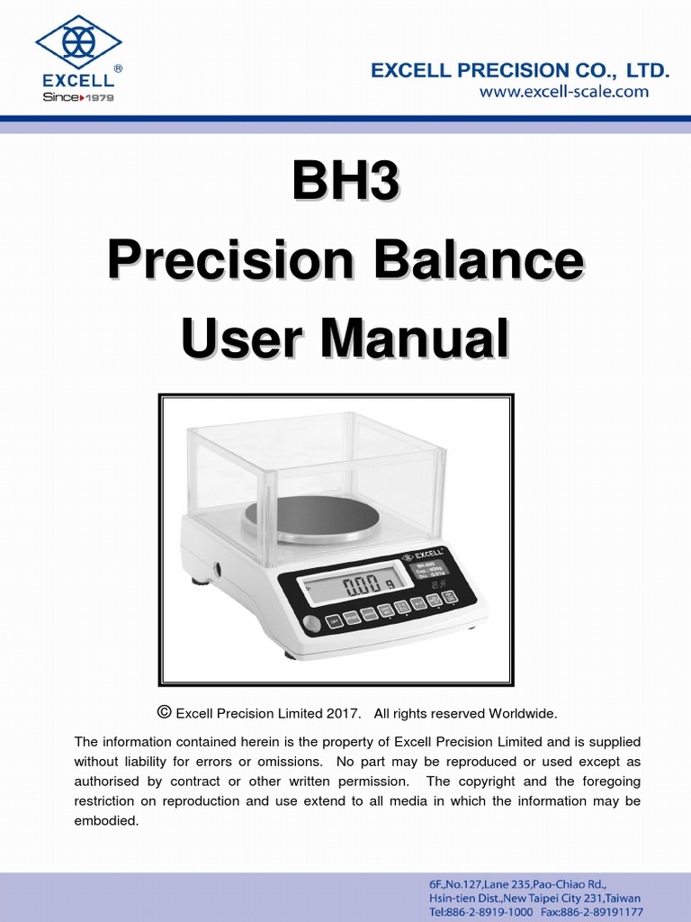 Excell BH3 User en | PDF | Weight | Manufactured Goods