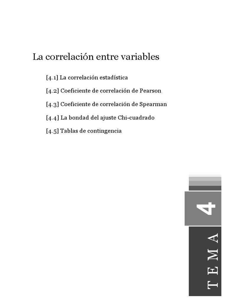 Tema 4. La Correlación Entre Variables | PDF | Coeficiente de ...
