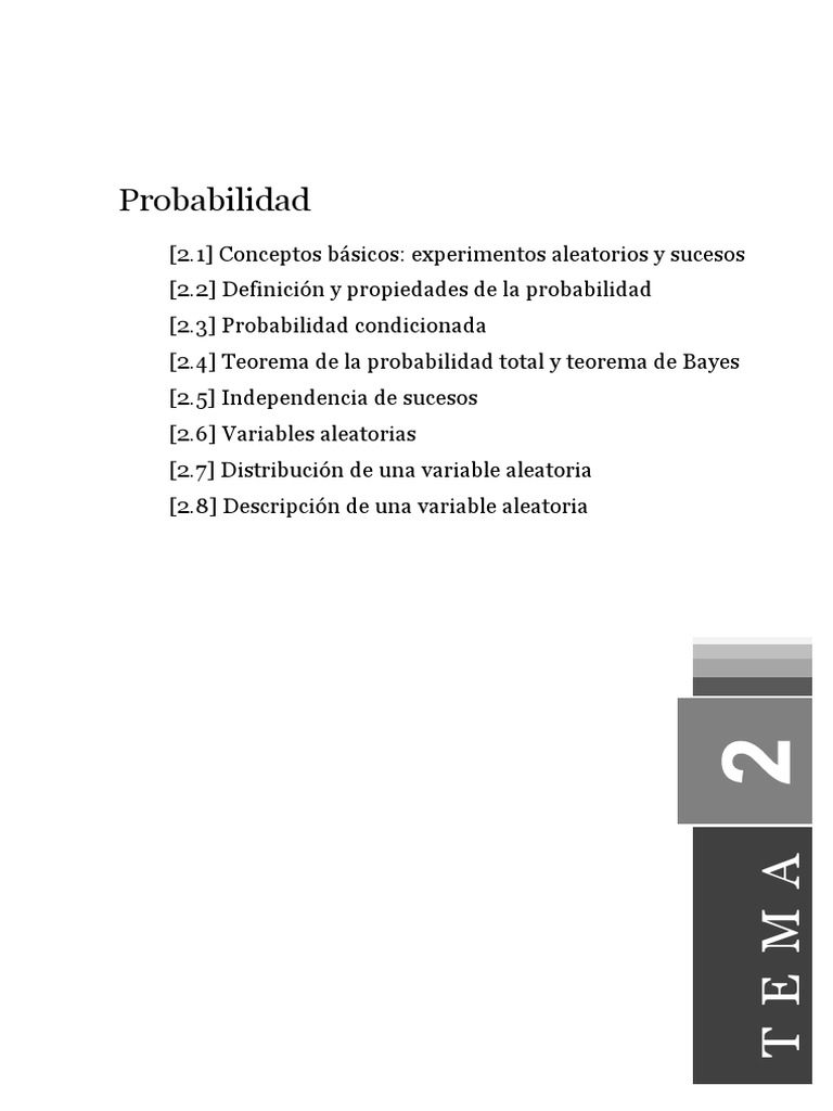 Tema 2. Probabilidad | PDF | Variable aleatoria | Teoría de probabilidad