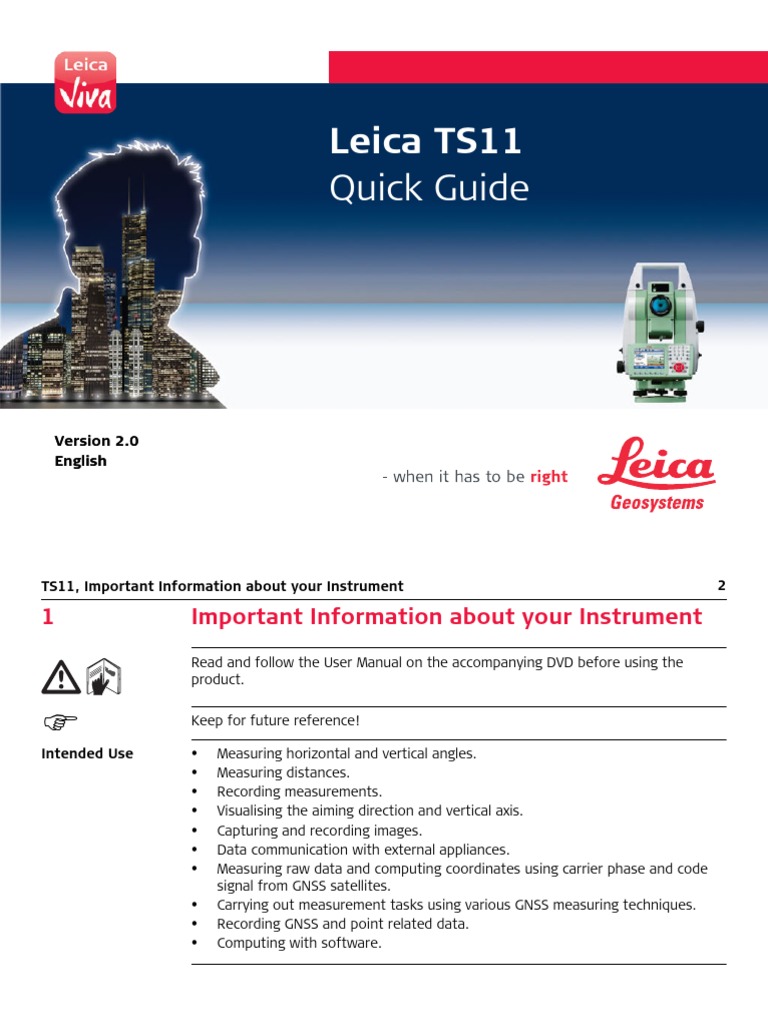 Leica-TS11-Quick-Guide | PDF | Menu (Computing) | Computer Keyboard
