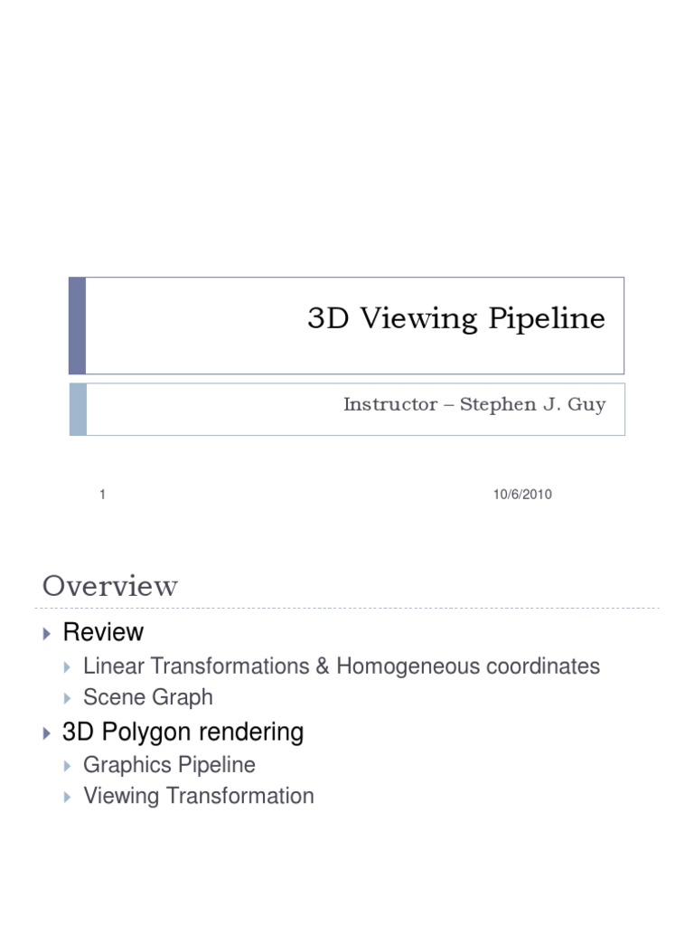 12 3DViewingPipeline | PDF | Rendering (Computer Graphics) | 3 D Computer Graphics