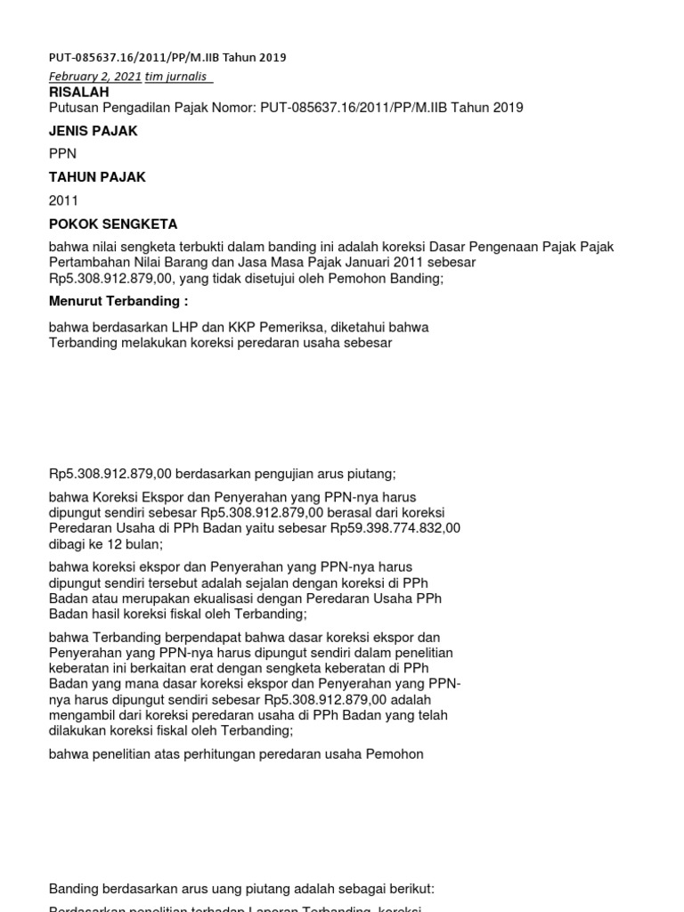 Uji Arus Piutang Atas PPN | PDF