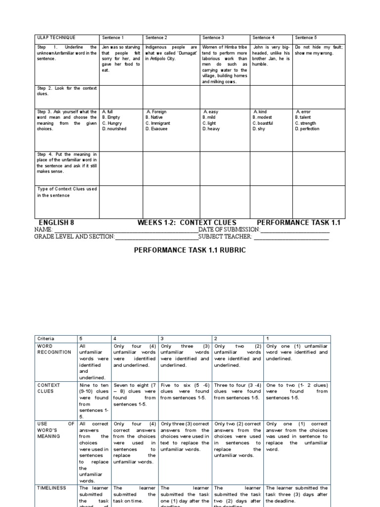 Performance Task 1.1 and Rubric | PDF | Learning | Cognitive Science