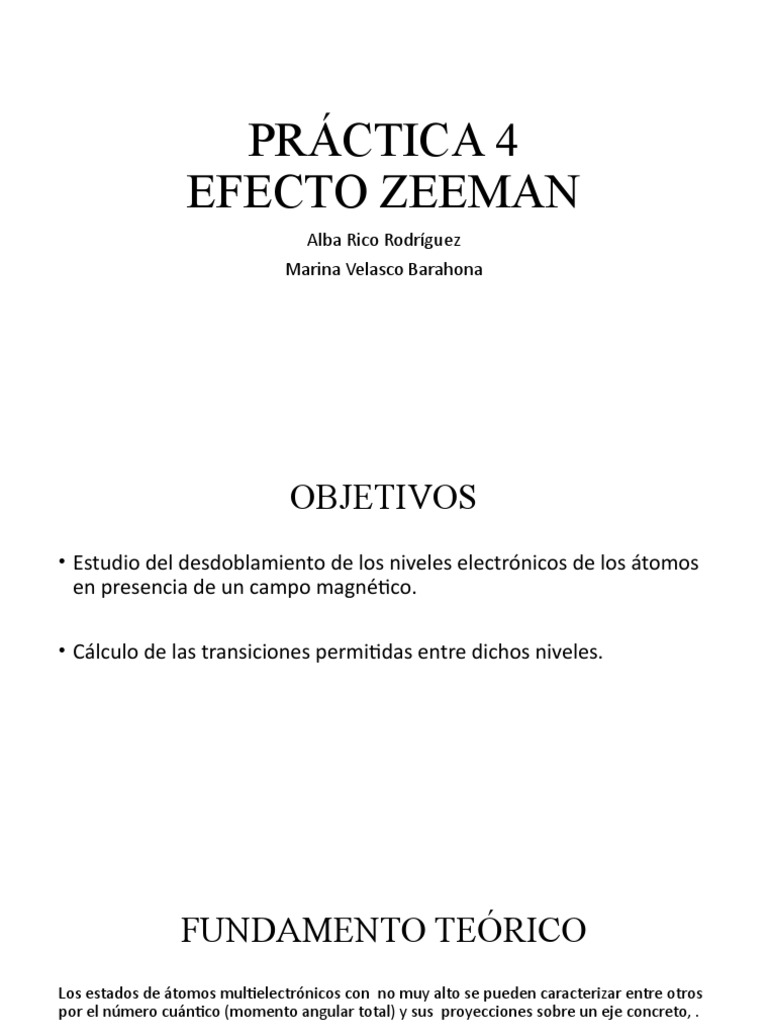 Práctica 4 - El Efecto Zeeman | PDF | Átomos | Magnetismo