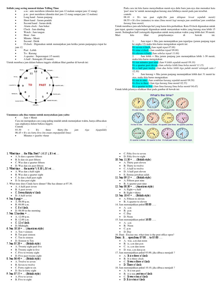Istilah Yang Sering Muncul Dalam Telling Time | PDF