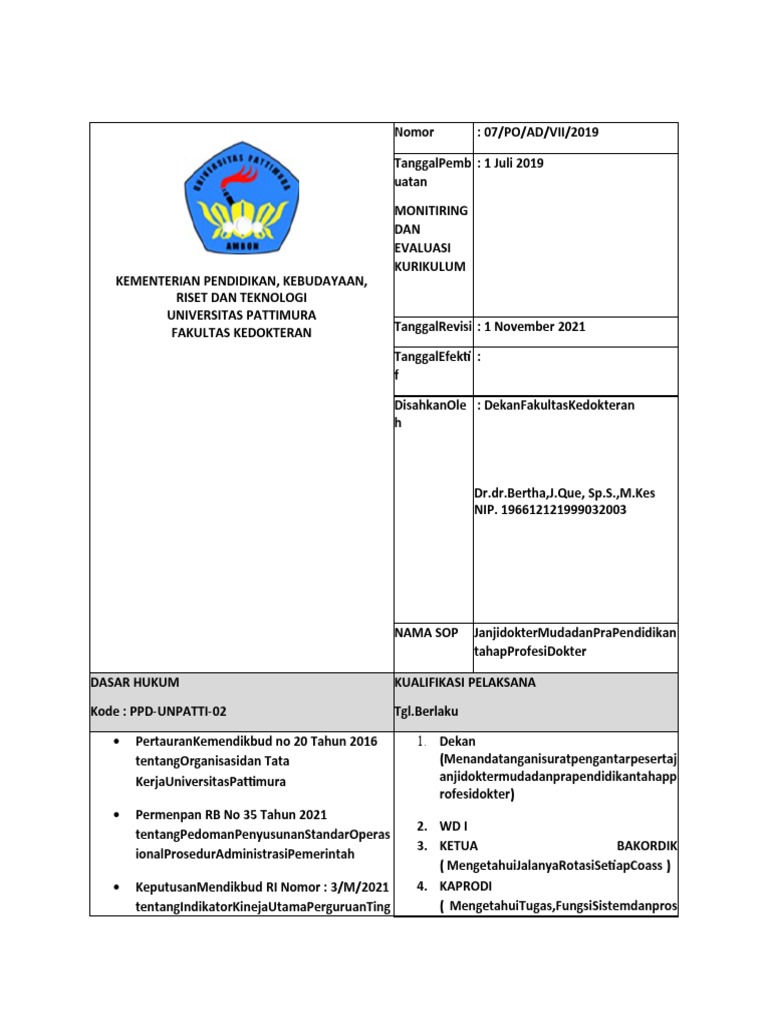 SOP Janji Dokter Muda Dan Pra Pendidikan Tahap Profesi Dokter | PDF