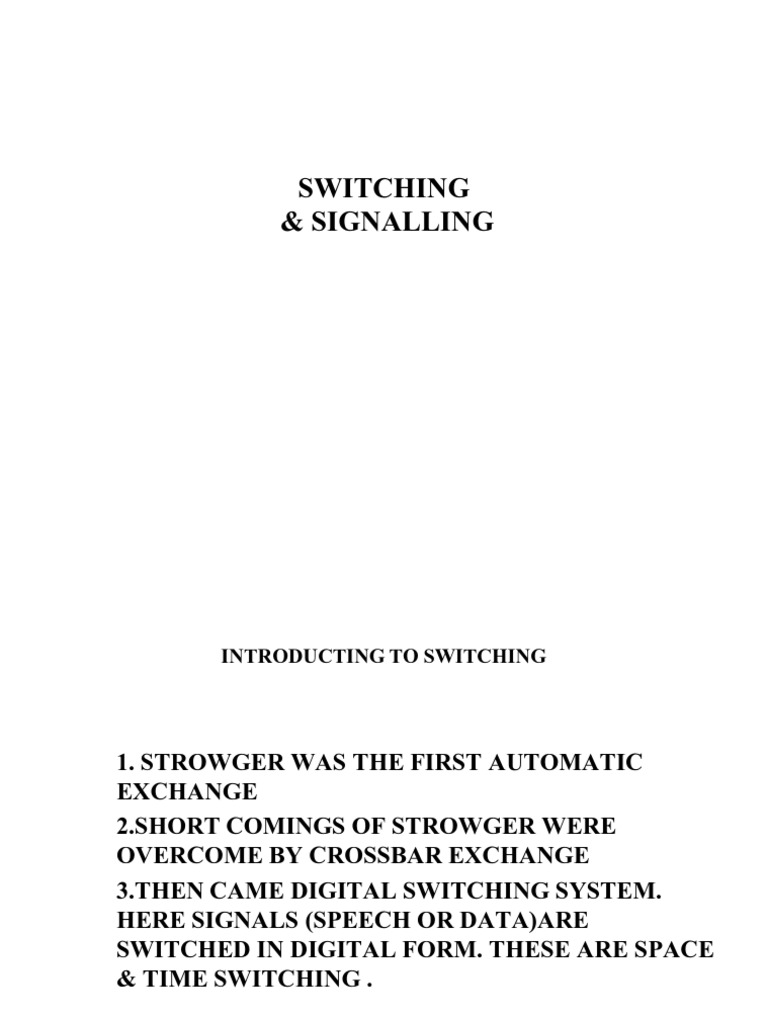 Switch Signaling | PDF | Telephone Exchange | Signaling ...