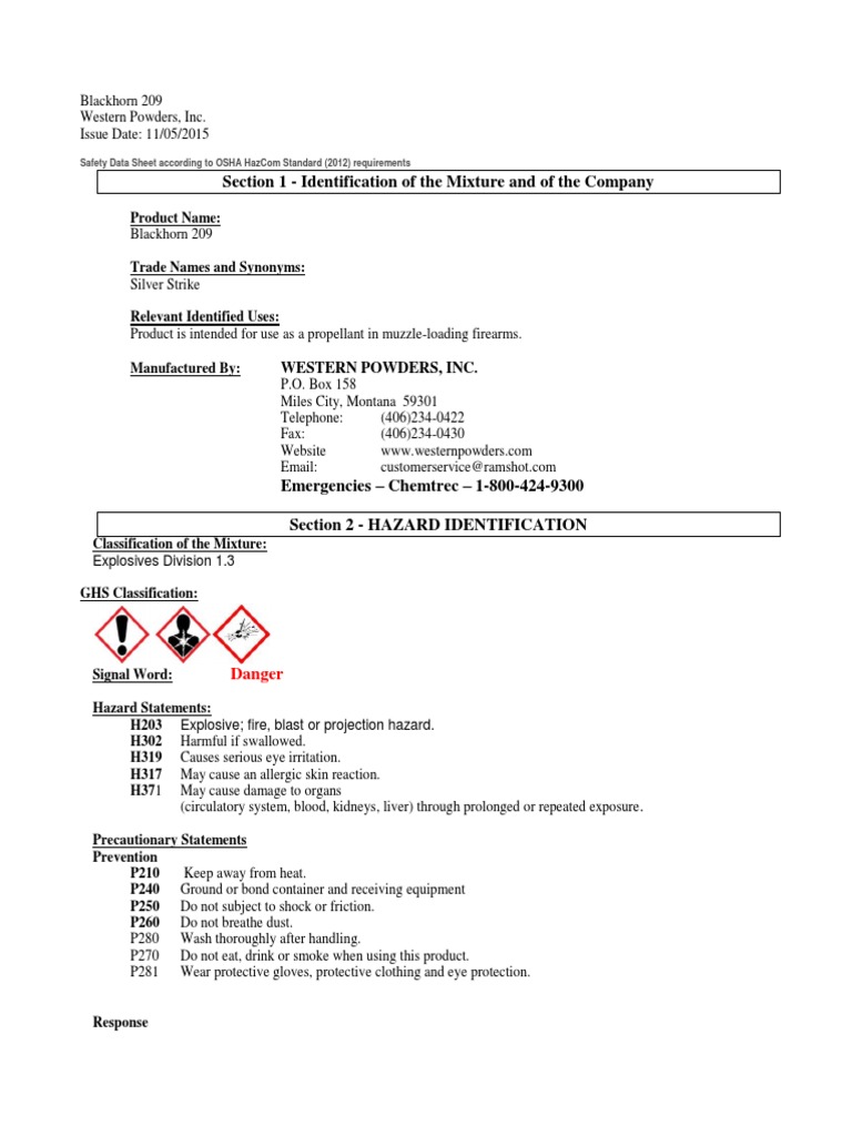 Blackhorn 209 SDS | PDF | Toxicity | Firefighting