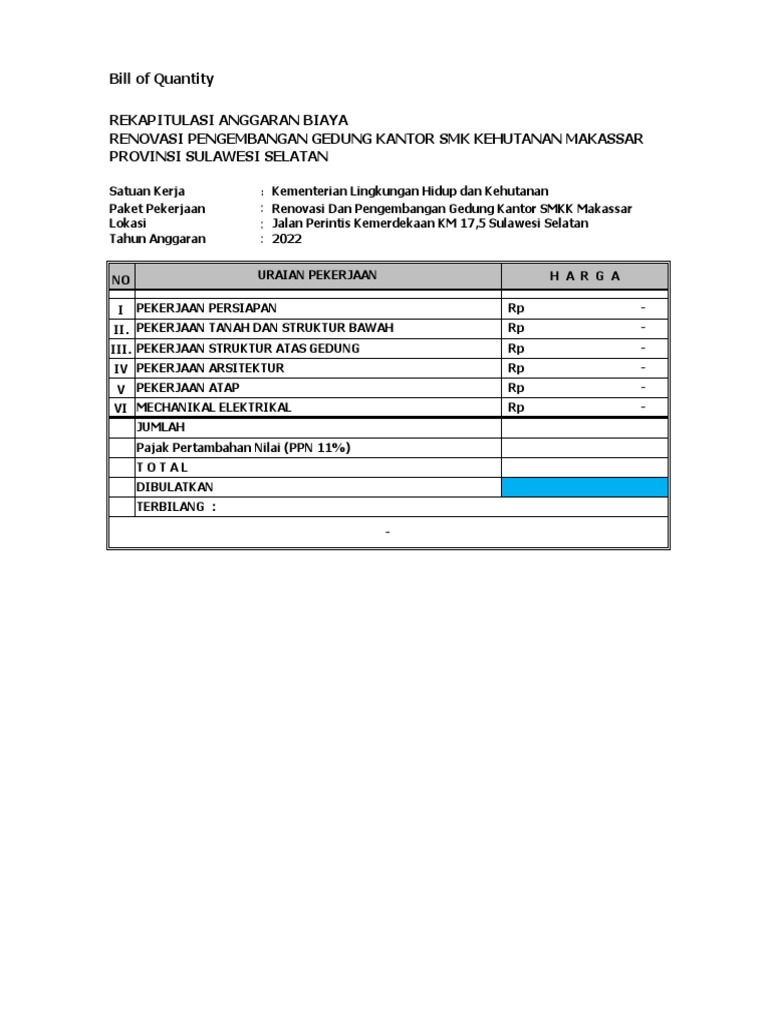 BILL OF QUANTITY | PDF