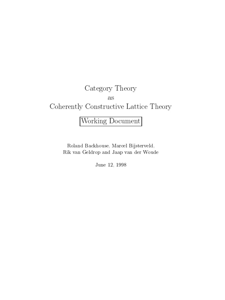 Backhouse Et Al - Category Lattice Theory (1998) | Download Free PDF ...