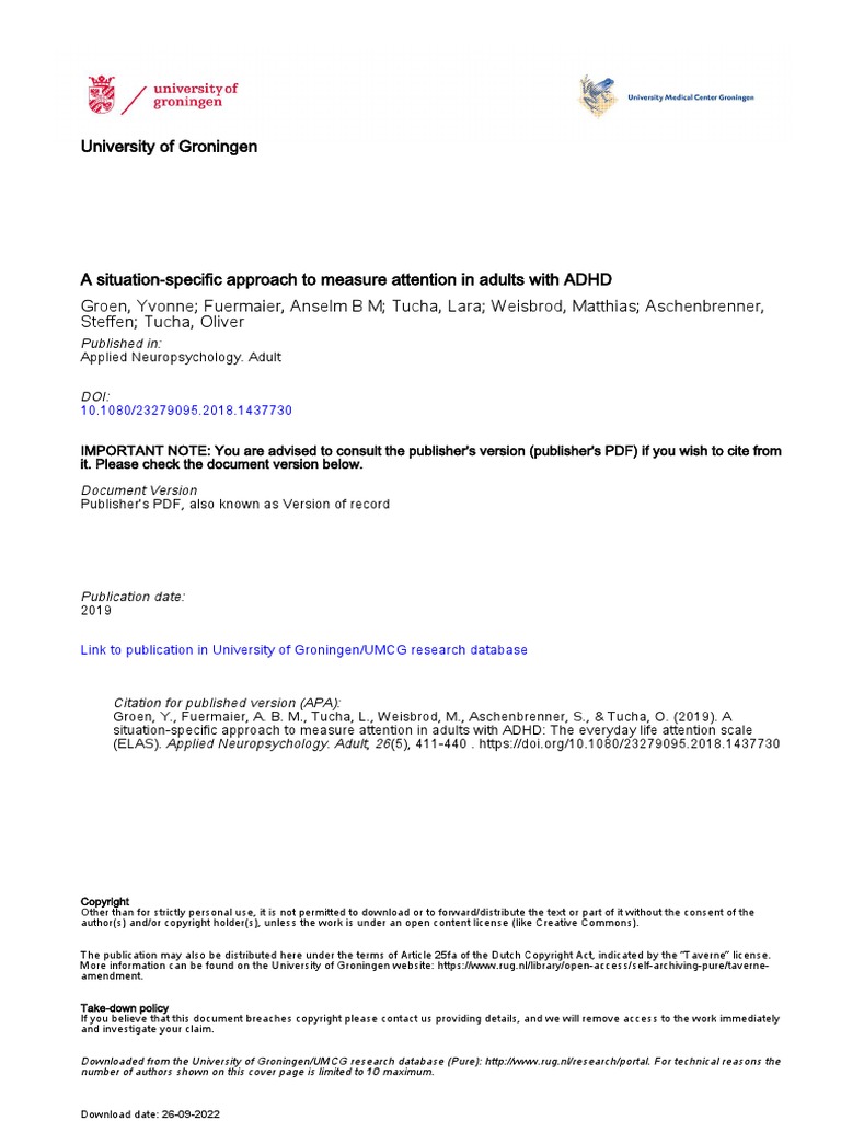 Groen Et Al. - 2019 - A Situation-Specific Approach To Measure Attention | PDF | Attention ...