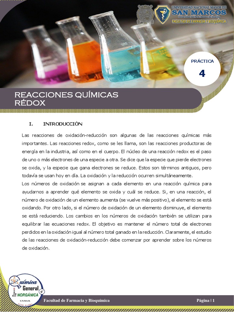 Práctica 6 - Reacciones Químicas Rédox | PDF | Redox | Reacciones químicas