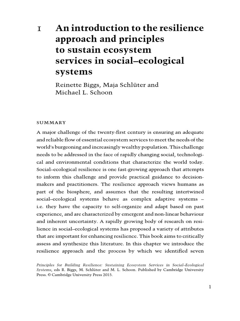 Biggs, Schlüter, Schoon - Principles For Building Resilience - CH 1-An ... Biggs, Schlüter, Schoon - Principles For Building Resilience - CH 1-An ...