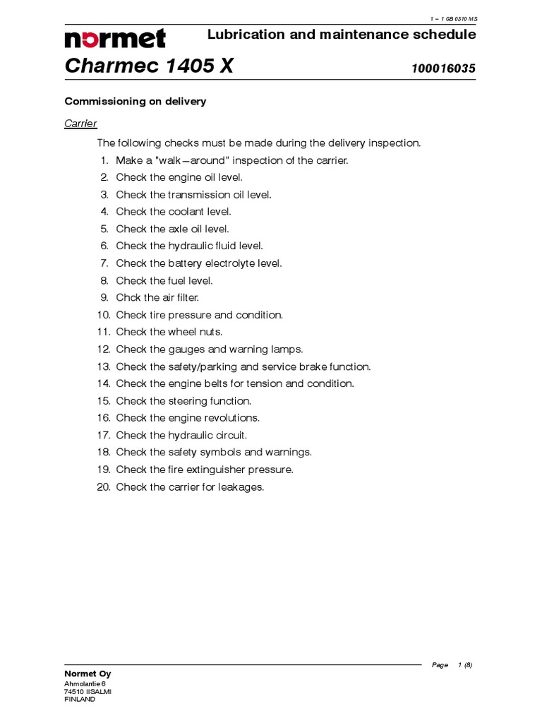 2 Lubrication And Maintenance Schedule Pdf Mechanical Engineering