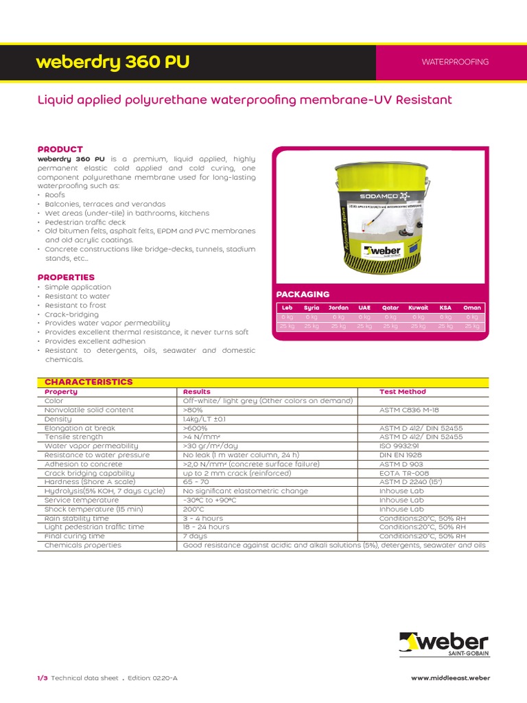 TDS Weberdry 360 PU | PDF | Concrete | Materials