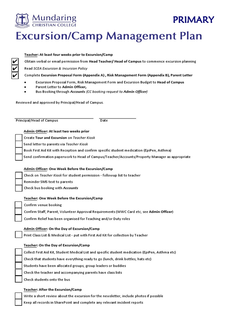 Scribblers Festival Excursion and Risk Management Plan | PDF | Risk ...