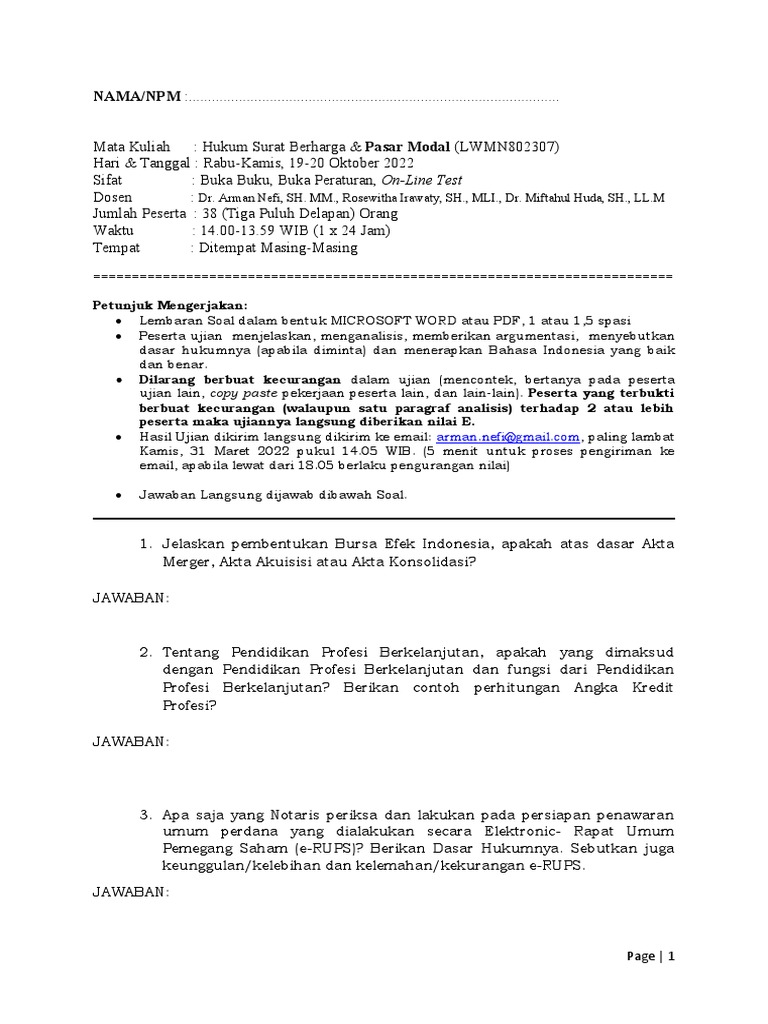 Ujian Pasmod Notariat 19102022 | PDF