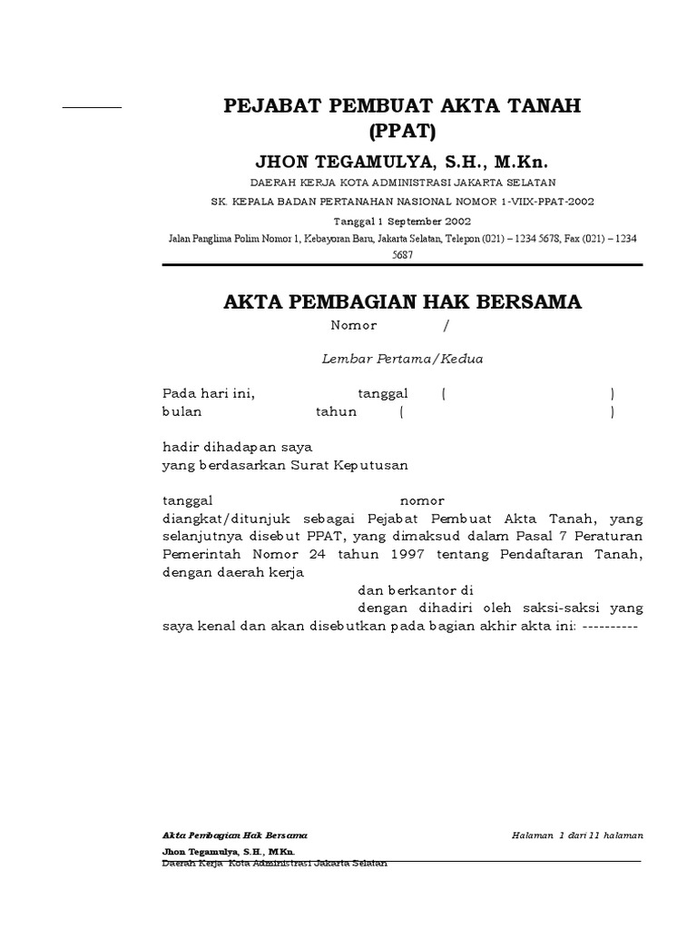 Contoh Lampiran Akta Aphb | PDF