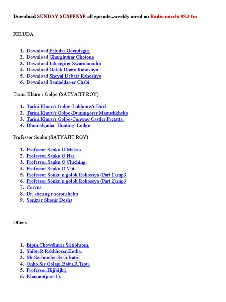 Sunday Suspense Episode Downloads | PDF | Characters Created