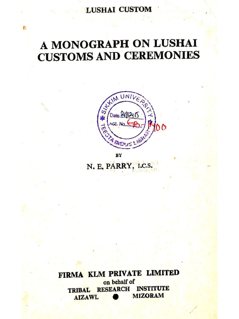 A Monograph On Lushai | PDF