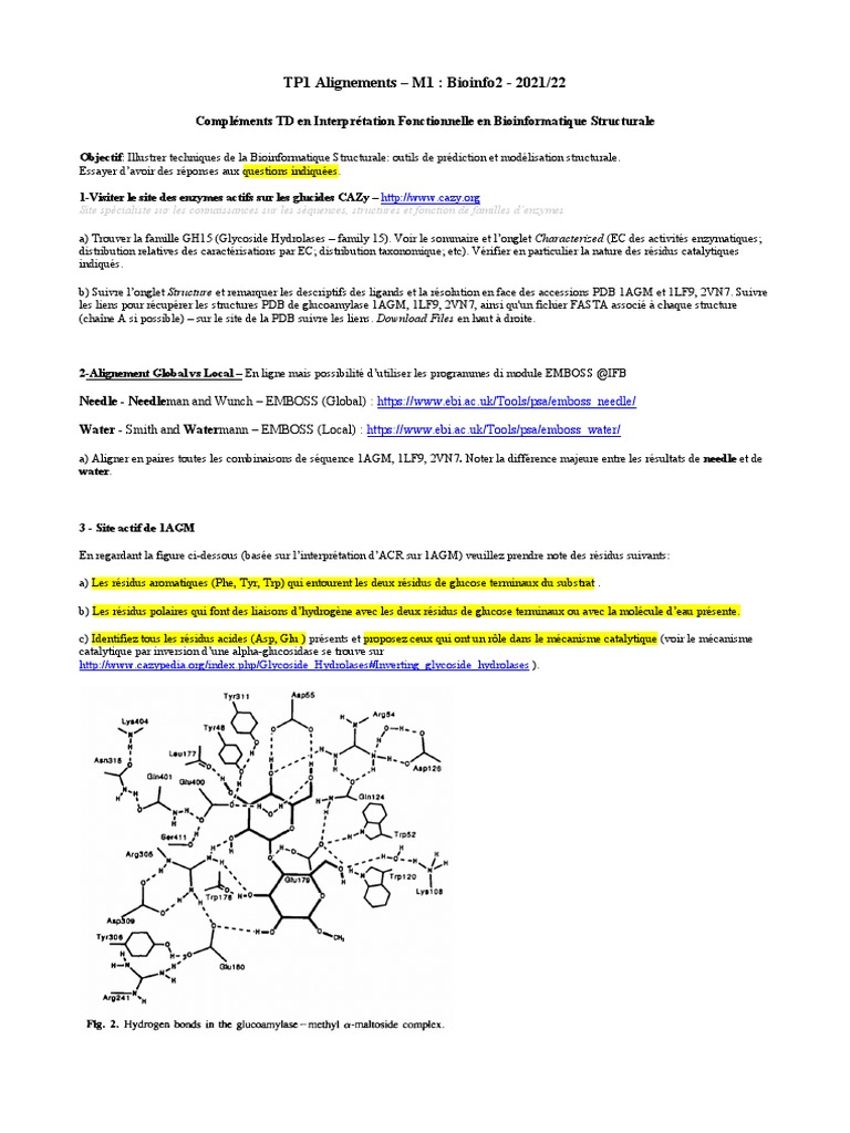 TP1 2021 22 | Download Free PDF | Enzyme | Banque de données sur les protéines