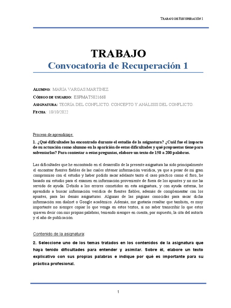 TRAB Rec01 Plantilla Esp - v0r0 | PDF | Violencia | Paz