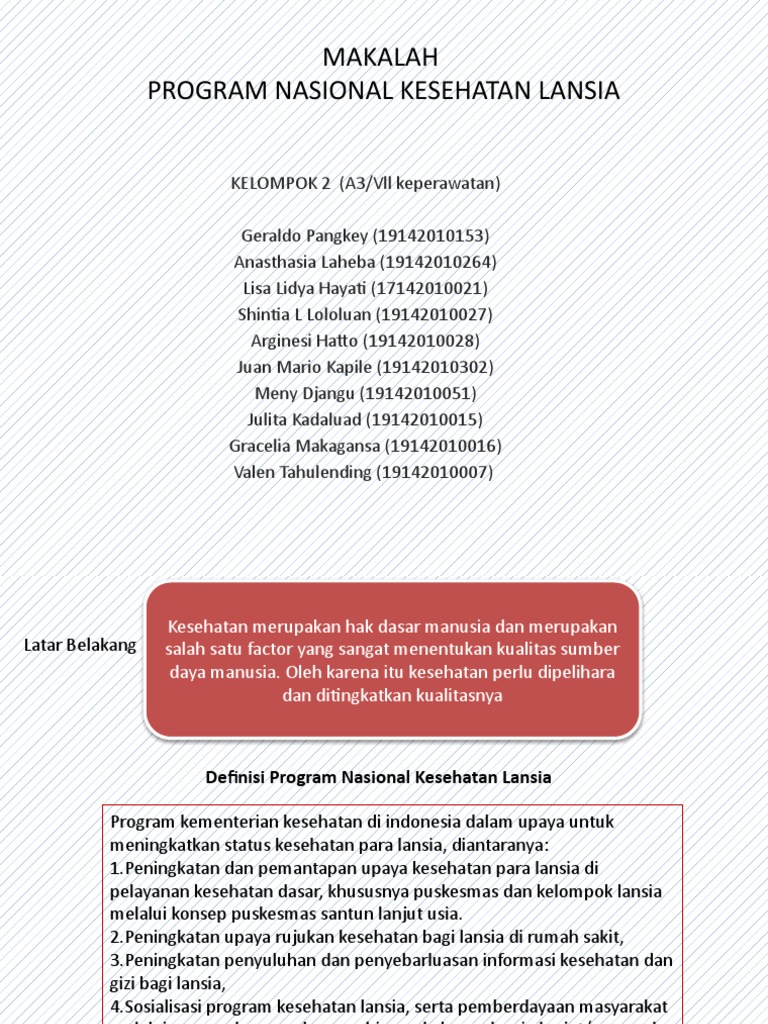 Makalah Program Nasional Kesehatan Lansia | PDF
