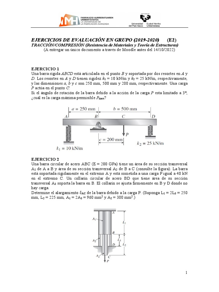 3 Ejercicios Grupo Traccioncompresion22 23 | PDF | Viga (Estructura) | Hormigón