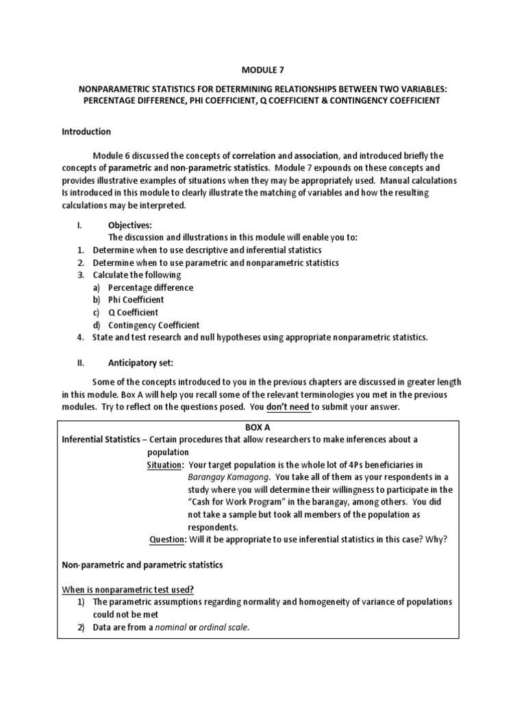 Module 7 Pdf Statistics Nonparametric Statistics