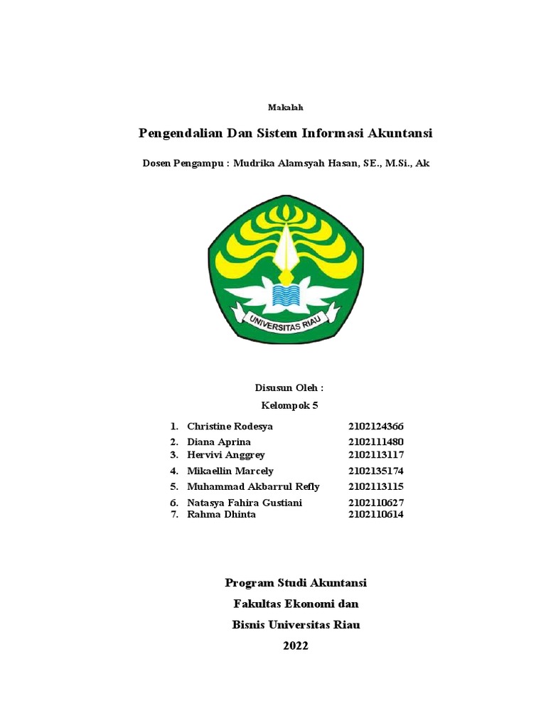 Makalah Kelompok 5 (Pengendalian Dan Sistem Informasi Akuntansi) | PDF Makalah Kelompok 5 (Pengendalian Dan Sistem Informasi Akuntansi) | PDF