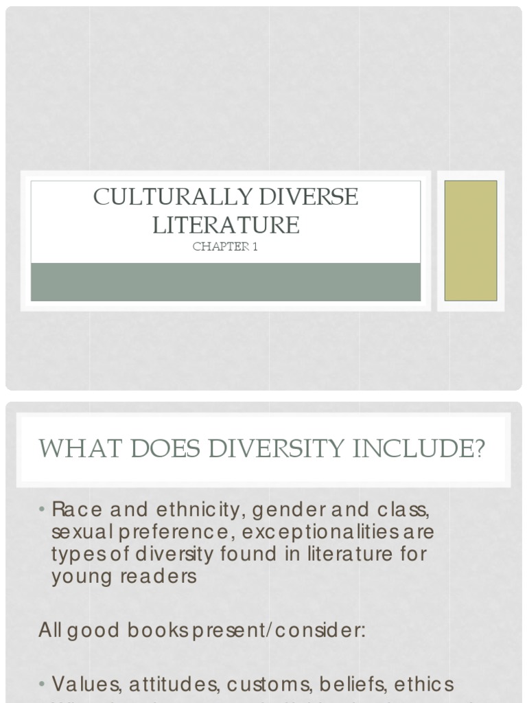 Importance of Culturally Diverse Literature | PDF | Cultural Diversity ...