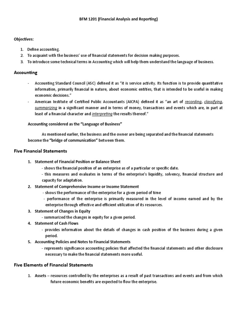 Financial Analysis and Reporting Overview | PDF | Debits And Credits ...