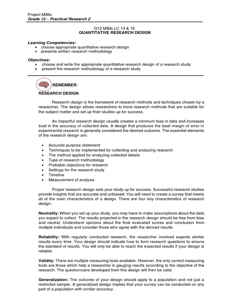 Q2 Module 1 - Quantitative Research Design | PDF | Survey Methodology ...