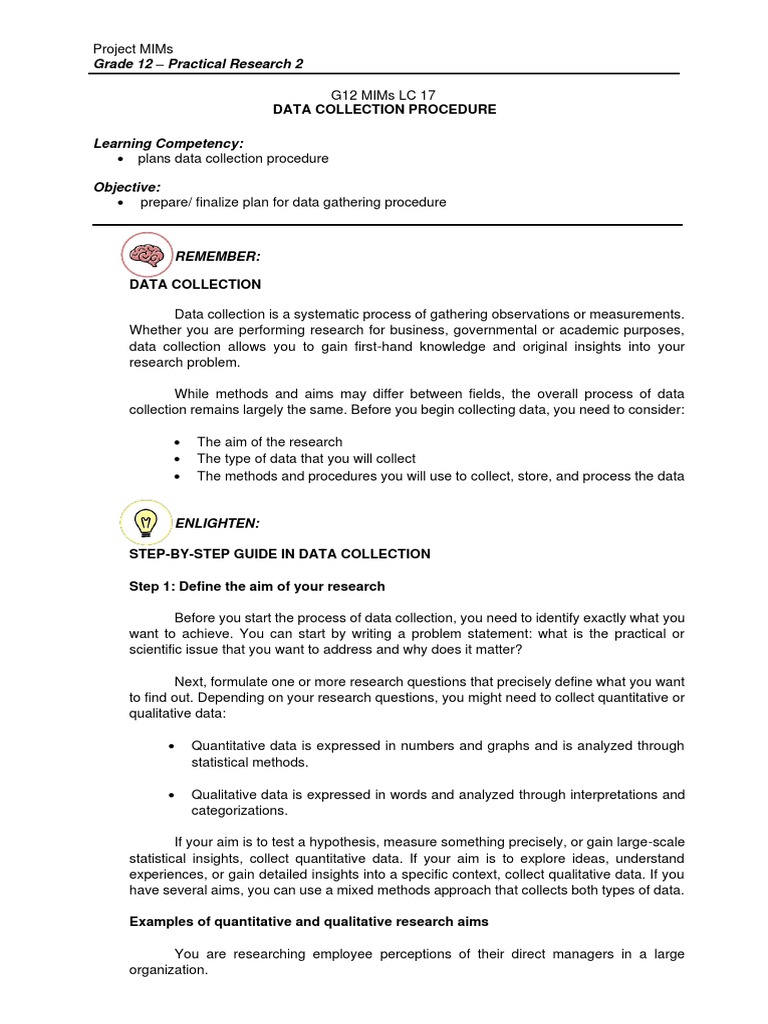 Q2 Module 4 - Data Collection Procedure | PDF