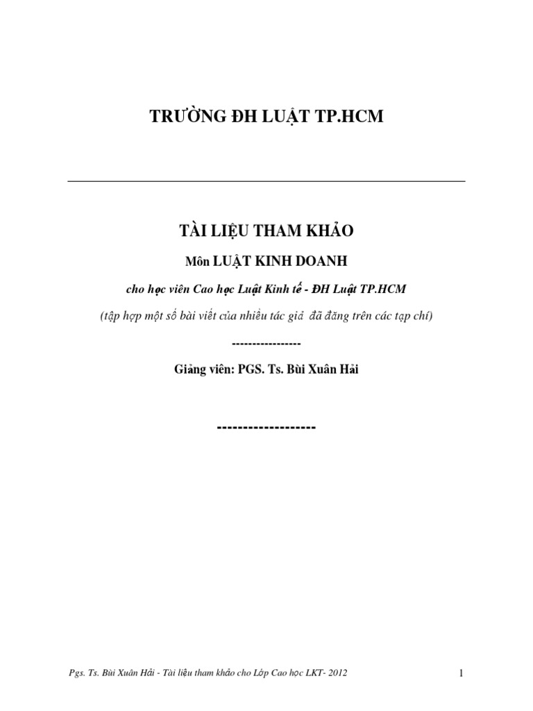Pgs - Ts. B.x.hai - TLTK Luat KD - k17-18 | PDF