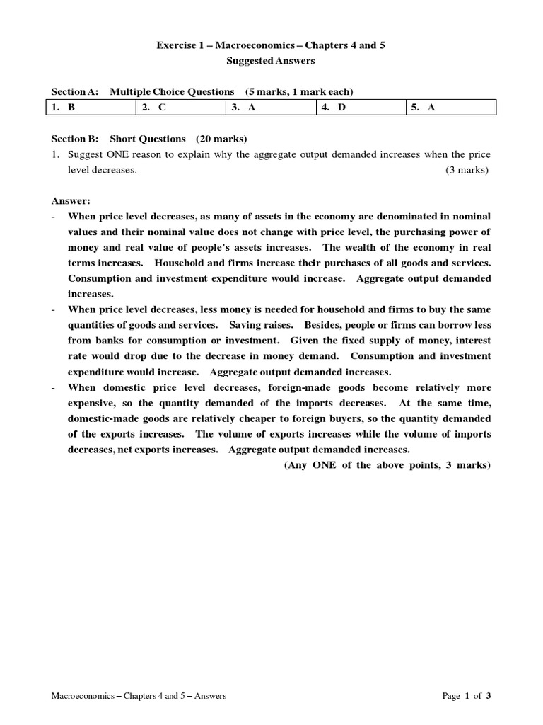 Macro Chapters 4 and 5 Exercises - Answers | PDF