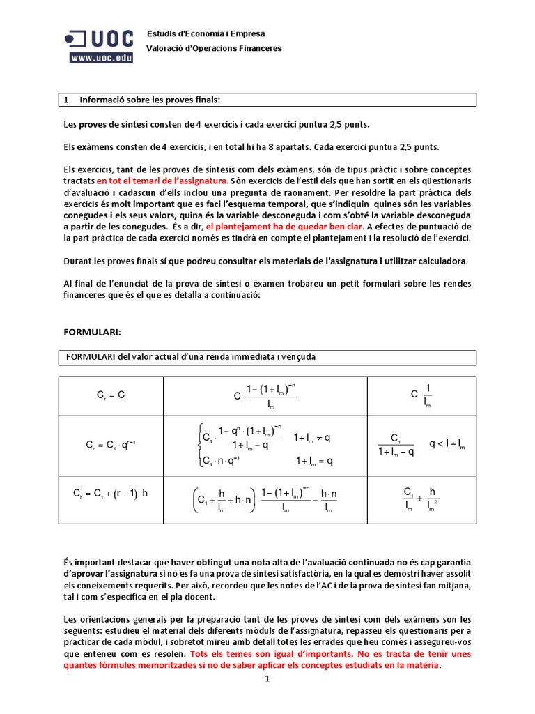 Recomanacions Proves Finals | PDF
