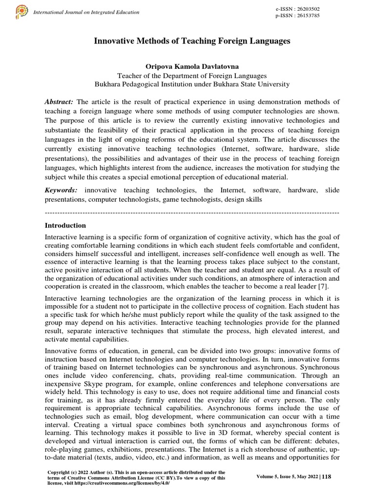Innovative Methods of Teaching Foreign Languages | PDF | Teaching ...