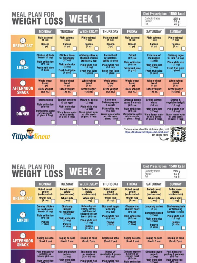 Printable 30 Day Filipino Diet Meal Plan | PDF