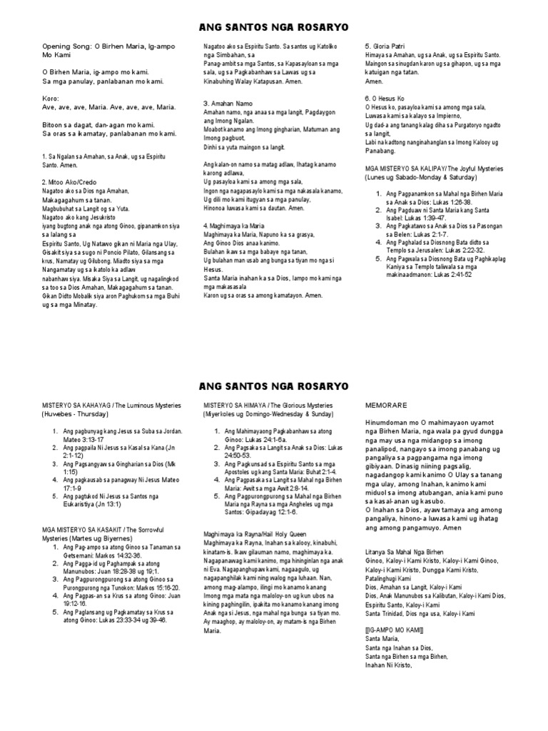 Ang Santos Nga Rosaryo | PDF