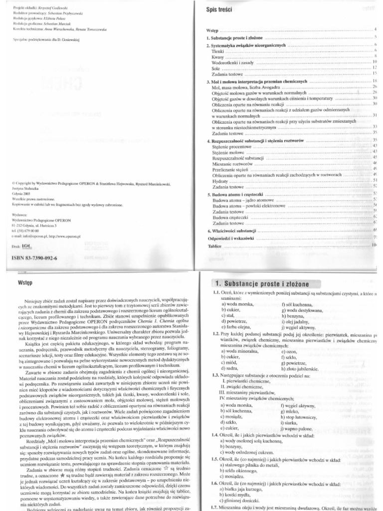 Operon Chemia 1 Zbiór Zadań | PDF