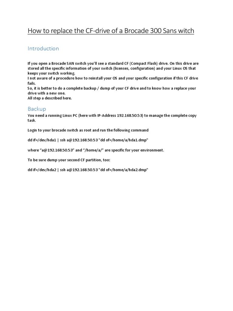 Brocade CF Replacement | PDF | Booting | File System