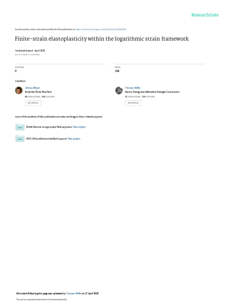 Mgis Fenics Finite Strain Elastoplasticity | PDF | Physics | Mechanical ...