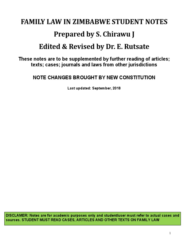 Family Law Notes | PDF | Family | Legal Guardian